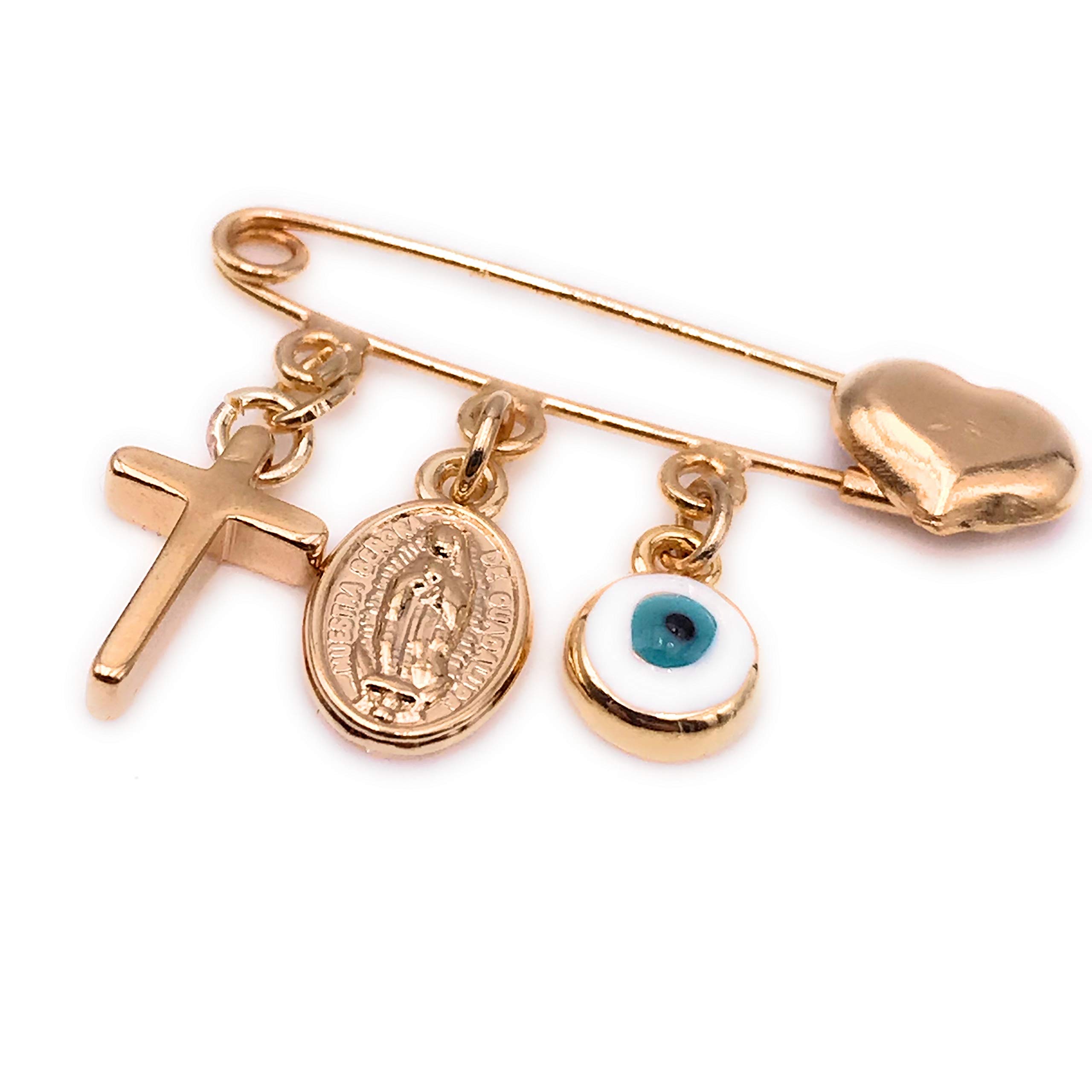 LESLIE BOULES Gold Plated Brooch Pin for New Born Charm Religious Jewelry