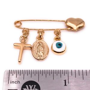 LESLIE BOULES Gold Plated Brooch Pin for New Born Charm Religious Jewelry