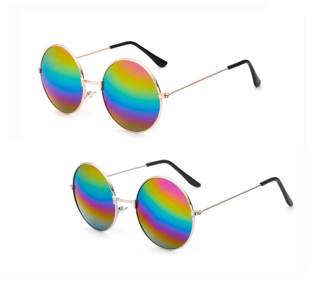 PENTA ANGEL 2Pcs Colored Round Retro Sunglasses