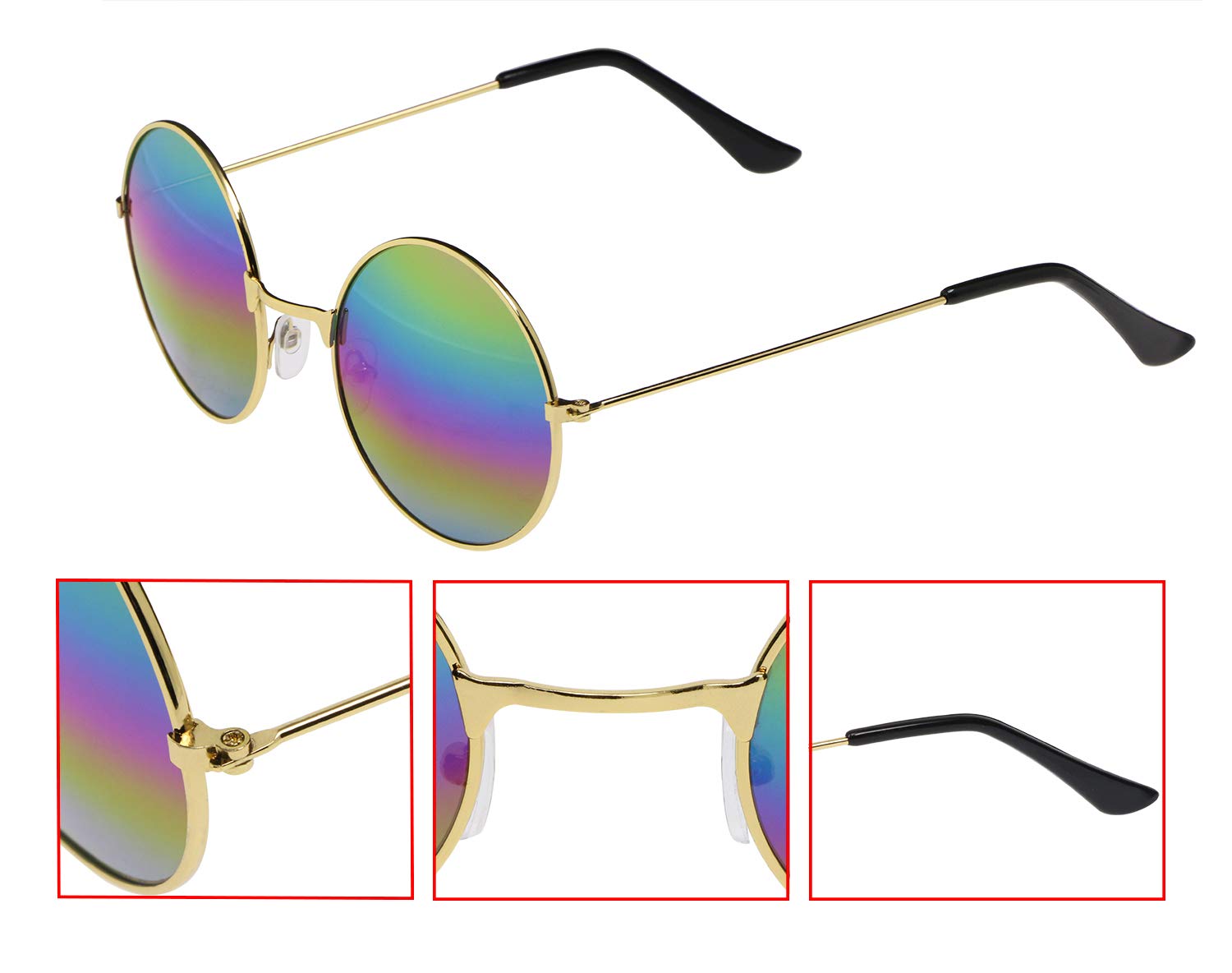 PENTA ANGEL 2Pcs Colored Round Retro Sunglasses