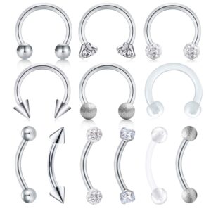 fectas 16g lip labret studs medusa piercing rings eyebrow ring helix conch tragus daith rook cartilage flat back earrings hoop jewelry