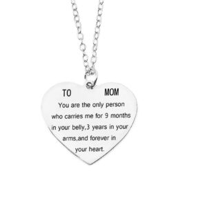 snanr gift for mom: woman, you are the only person heart shaped pendant necklace for mom, charm necklace for mom's son, daughter, birthday, christmas gift for mom