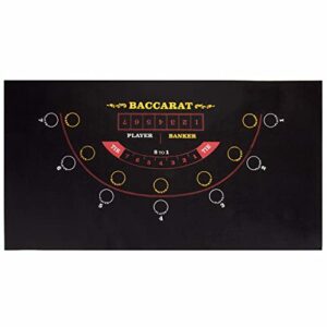 brybelly baccarat casino mini felt | convenient, space-saving 36" x 18" roll-up gambling tabletop mini mat | smooth, black 2mm mini-felt for coffee table & kitchen table gaming