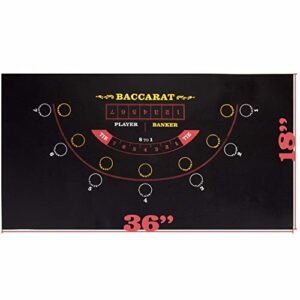 Brybelly Baccarat Casino Mini Felt | Convenient, Space-Saving 36" x 18" Roll-up Gambling Tabletop Mini Mat | Smooth, Black 2mm Mini-Felt for Coffee Table & Kitchen Table Gaming