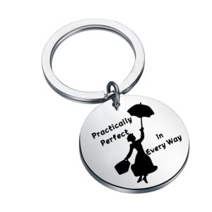 bobauna mary inspired practically perfect in every way keychain literature quote jewelry inspirational gift (practically roud keychain)