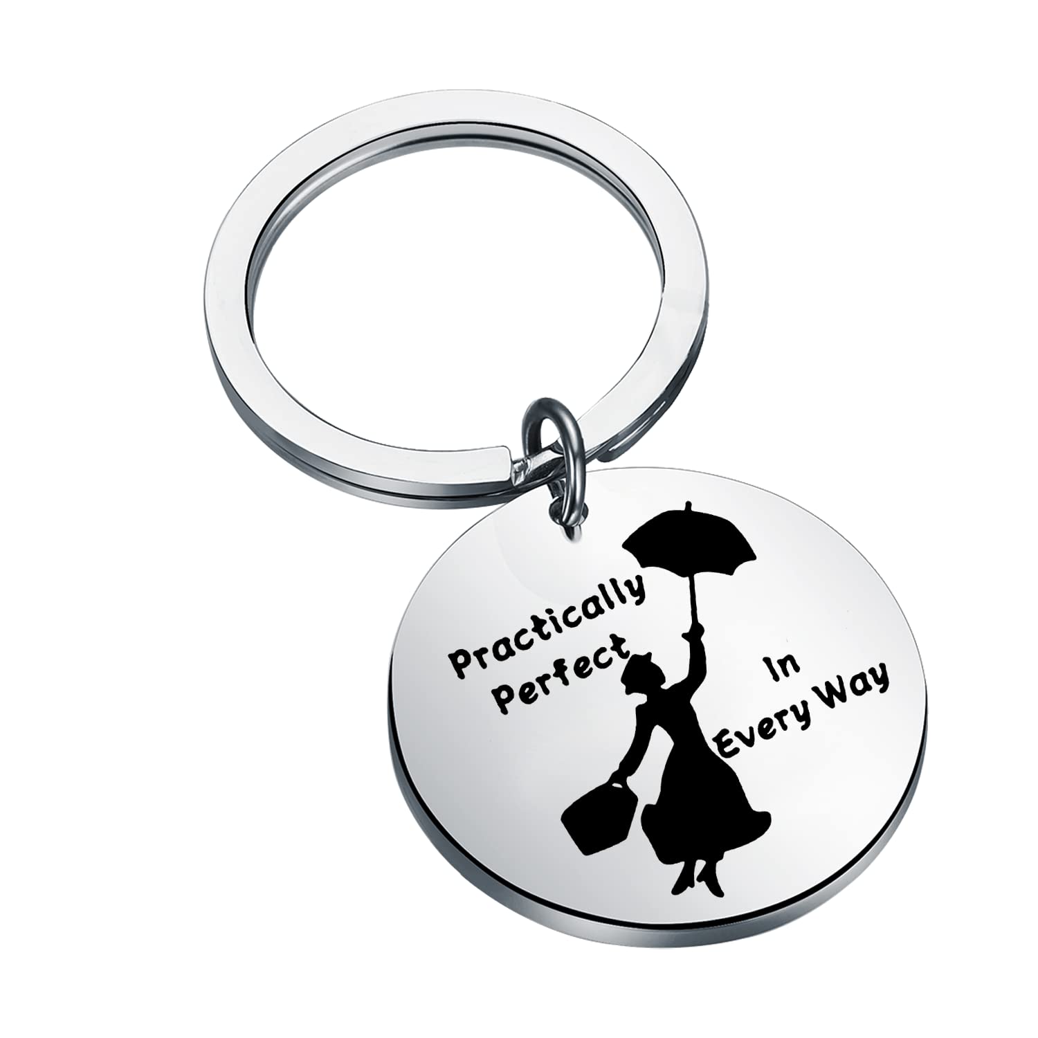 bobauna Mary Inspired Practically Perfect In Every Way Keychain Literature Quote Jewelry Inspirational Gift (practically roud keychain)