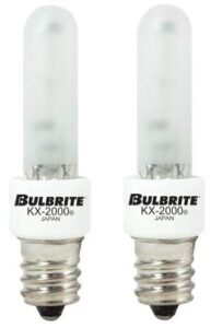 bulbrite kx40/e12 40w kx-2000 krypton/xenon t3 clear bulb, candelabra base (frost 2 pack)