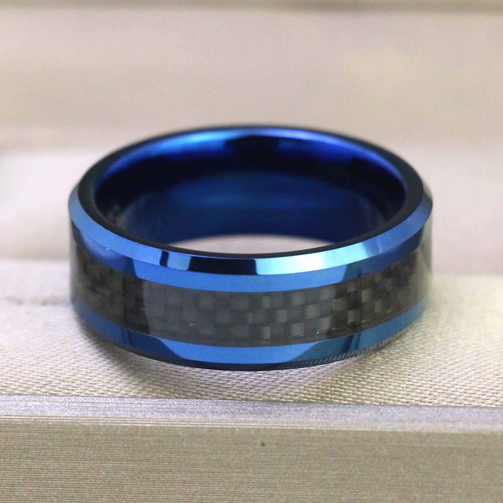 ringheart 2 Rings His and Hers Couple Rings Bridal Sets Black Gold Filled Blue Cz Womens Wedding Ring Sets Man Tungsten Carbide Ring Band