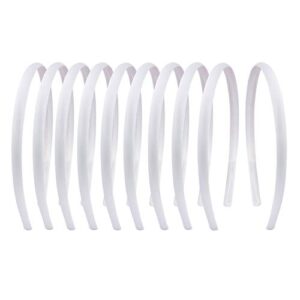 suyegirl 20 pcs 1 cm white plain satin headbands fabric hard head bands solid color white hoop diy craft hairbands hair pieces for women girls