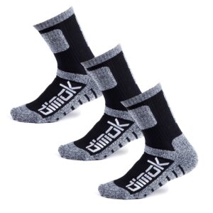 dimok warm socks for men hockey hiking athletic moisture wicking trekking sports crew winter sock mens women boys (medium, black)