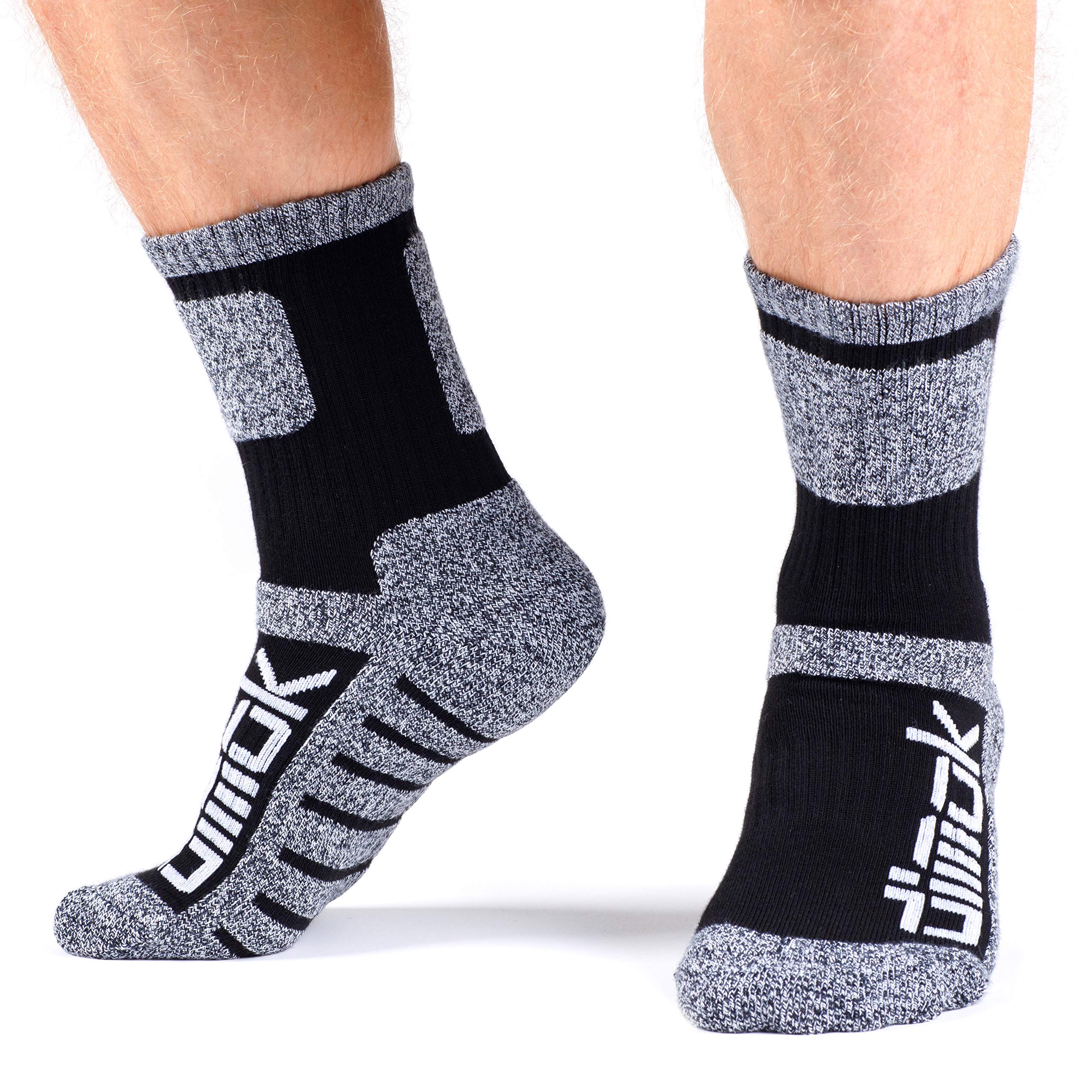 dimok Warm Socks for Men Hockey Hiking Athletic Moisture Wicking Trekking Sports Crew Winter Sock Mens Women Boys (Medium, Black)