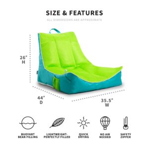 Big Joe Captain's Float No Inflation Needed Pool Lounger with Drink Holder, Lime/Capri Mesh, Quick Draining Fabric, 3 feet