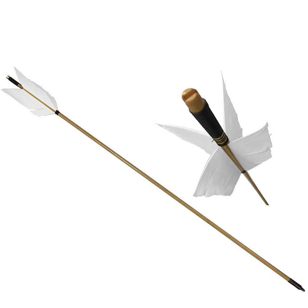 PG1ARCHERY Archery Target Flu-Flu Arrows, 6 Pack Traditional Wooden Arrow 4 Feathers Fletching for Practice Targeting Hunting White 2