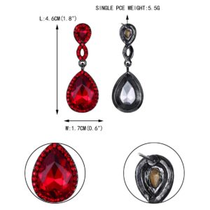 EVER FAITH Women's Austrian Crystal Bridal Infinity Symbol 8-Shaped Waterdrop Dangle Earrings Red Black-Tone