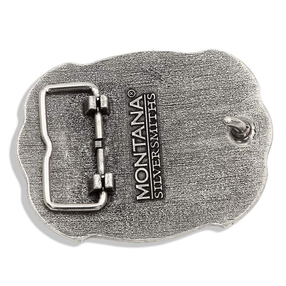 Montana Silversmiths Officially Licensed John Deere Attitude Western Belt Buckle (Scalloped Duo Silver)