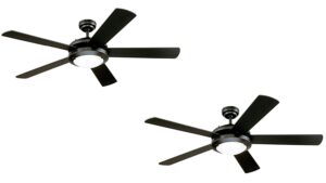 westinghouse lighting 78016 westinghouse comet 52-inch matte indoor ceiling fan, light kit with frosted glass (black 2 pack)