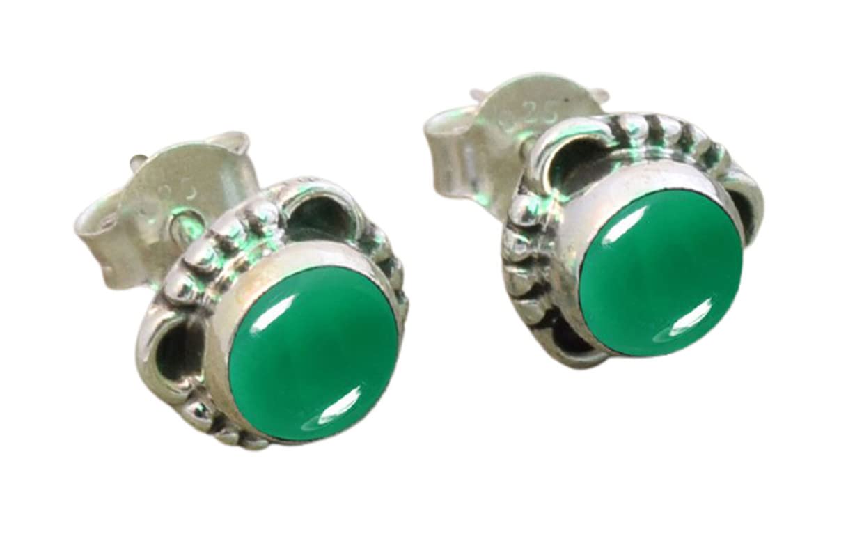 Green Onyx Stone Post Stud Earrings 925 Sterling Silver Gemstone Stud Earrings For Girls Women Jewellery Handmade Earring