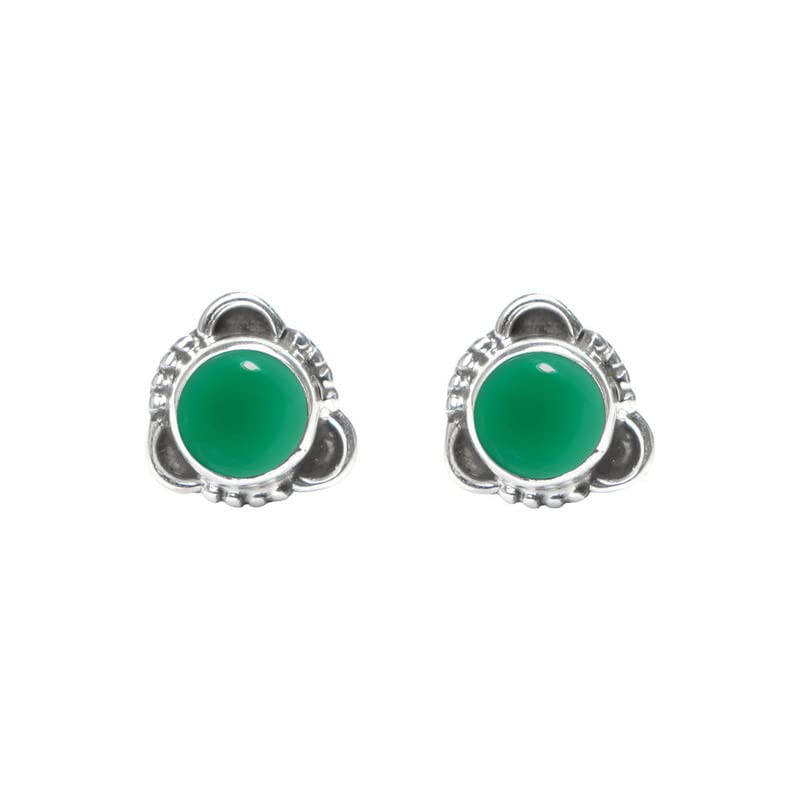 Green Onyx Stone Post Stud Earrings 925 Sterling Silver Gemstone Stud Earrings For Girls Women Jewellery Handmade Earring