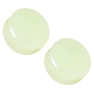 pierced owl natural glow in the dark moonstone saddle plugs, sold as a pair (25mm (1"))