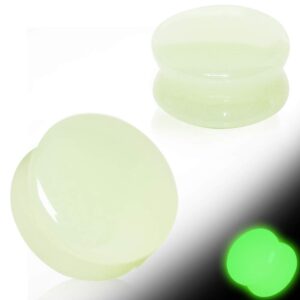 Pierced Owl Natural Glow in The Dark Moonstone Saddle Plugs, Sold as a Pair (25mm (1"))