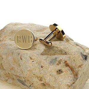 Personalized Gold-tone Custom Monogram Initial Cufflinks Cuff Links Stainless Steel Engraved