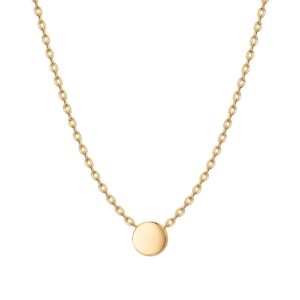 pavoi 14k yellow gold plated tiny dot necklace round circle pendant necklace | gold necklaces for women