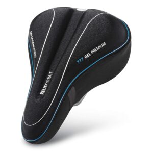 ushake bike gel seat cushion cover for unbeatable comfort & durability during mountain, exercise, outdoor & indoor cycling rides - 8x11.5 inches with gel padding & ergonomic design blue…