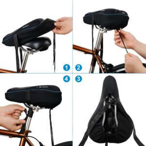 USHAKE Bike Gel Seat Cushion Cover for Unbeatable Comfort & Durability During Mountain, Exercise, Outdoor & Indoor Cycling Rides - 8x11.5 inches with Gel Padding & Ergonomic Design Blue…