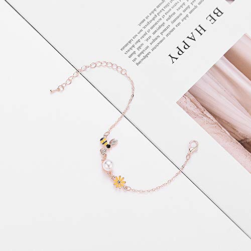 Eiffy CZ Crystal Yellow Honey Bumble Bee Sunflower Bracelets Bangles for Women Coconut Palm Trees Watermelon Bracelet Jewelry (Bee)