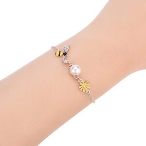 Eiffy CZ Crystal Yellow Honey Bumble Bee Sunflower Bracelets Bangles for Women Coconut Palm Trees Watermelon Bracelet Jewelry (Bee)