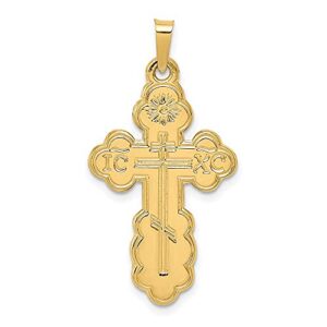 diamond2deal 14k yellow gold eastern orthodox cross pendant fine jewelry for women (l- 34 mm, w- 18 mm)