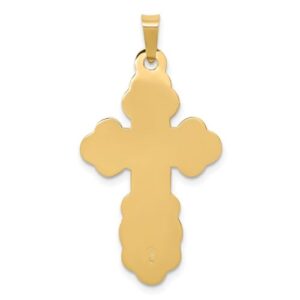 Diamond2Deal 14k Yellow Gold Eastern Orthodox Cross Pendant Fine Jewelry for Women (L- 34 mm, W- 18 mm)