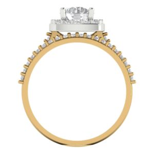 Clara Pucci 2.25ct Round Cut Halo Solitaire Moissanite Engagement Promise Anniversary Bridal Ring Band set 14k Yellow White Gold 6.25