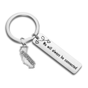 bobauna usa state map keychain long distance relationship gift for family best friends (connected california keychain)