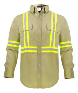 just in trend flame resistant high visibility hi vis shirt - 100% c - 7 oz (4x-large, khaki)