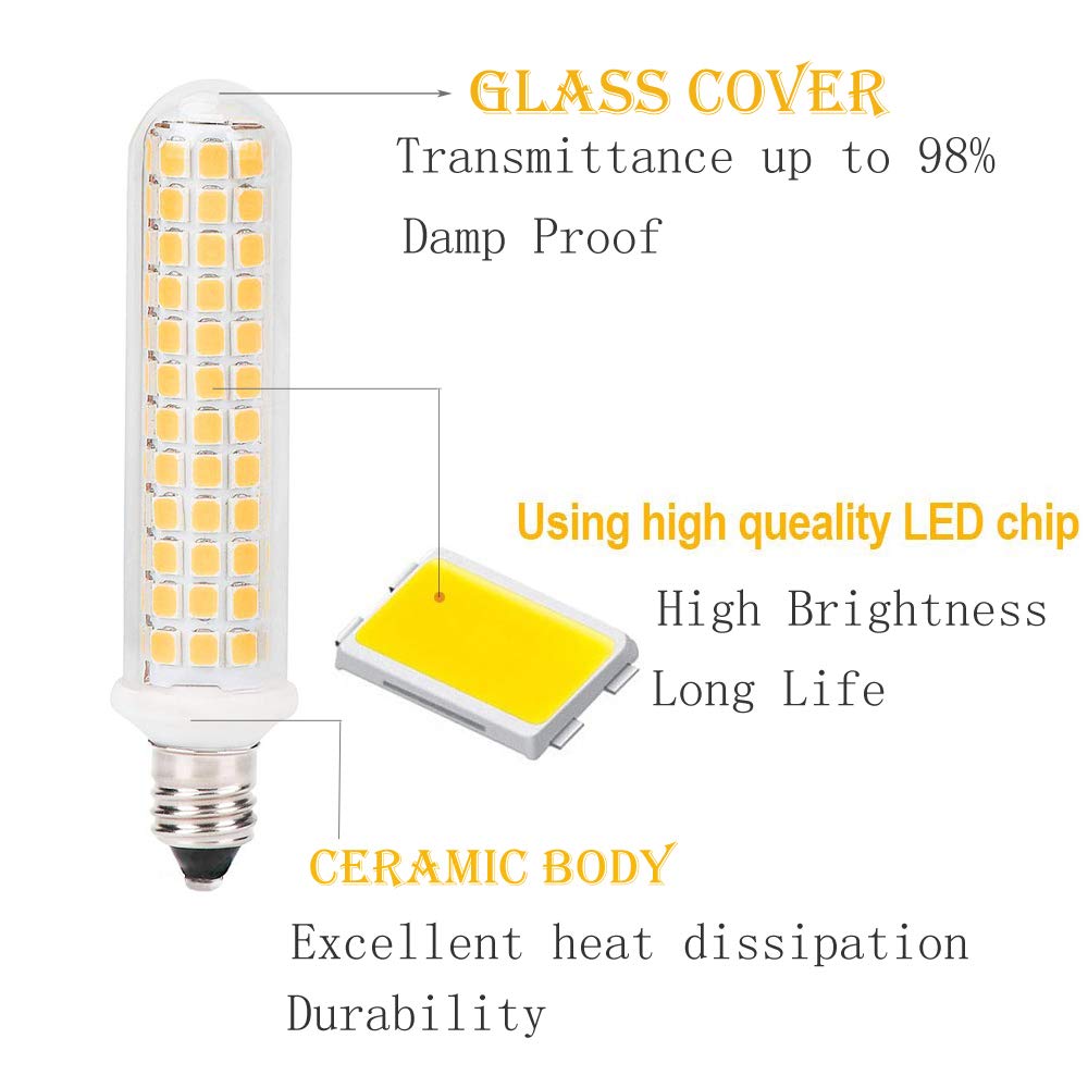 G MGY OLED E11 LED Bulb 9W, LED E11 Dimmable, JD T4 E11 Mini Candelabra Base, 100W 120W Halogen Bulb Replacement, 1100LM, AC120V, for Indoor Decorative Lighting (Warm White 3000k 2-Pack)