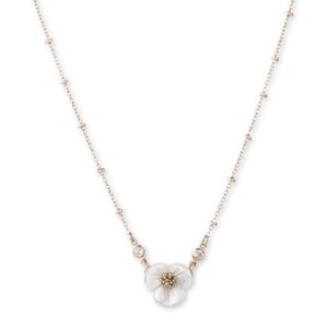 lonna & lilly women's necklace 16 inch flower pendant - gold tone/white, one size