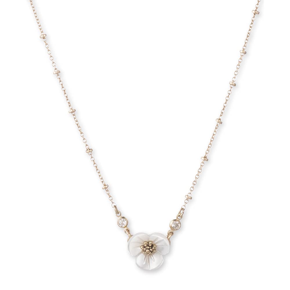 Lonna & Lilly Women's Necklace 16 Inch Flower Pendant - Gold Tone/White, One Size