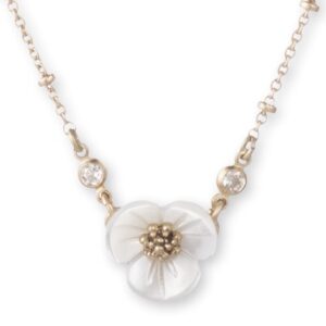 Lonna & Lilly Women's Necklace 16 Inch Flower Pendant - Gold Tone/White, One Size