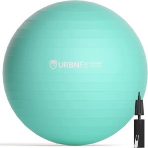 urbnfit exercise ball - yoga ball for workout, pilates, pregnancy, stability - swiss balance ball w/pump - fitness ball chair for office, home gym, labor- teal, 26 in