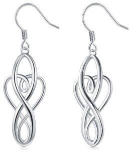 boruo sterling silver earrings, celtic knot dangle, 925 metal type, good luck irish design for women