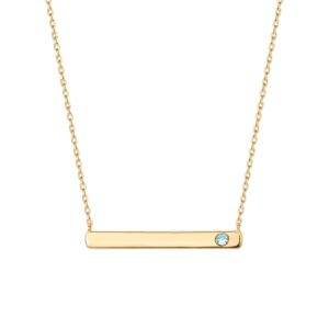 pavoi 14k gold plated crystal birthstone bar necklace | dainty necklace | gold necklaces for women | march