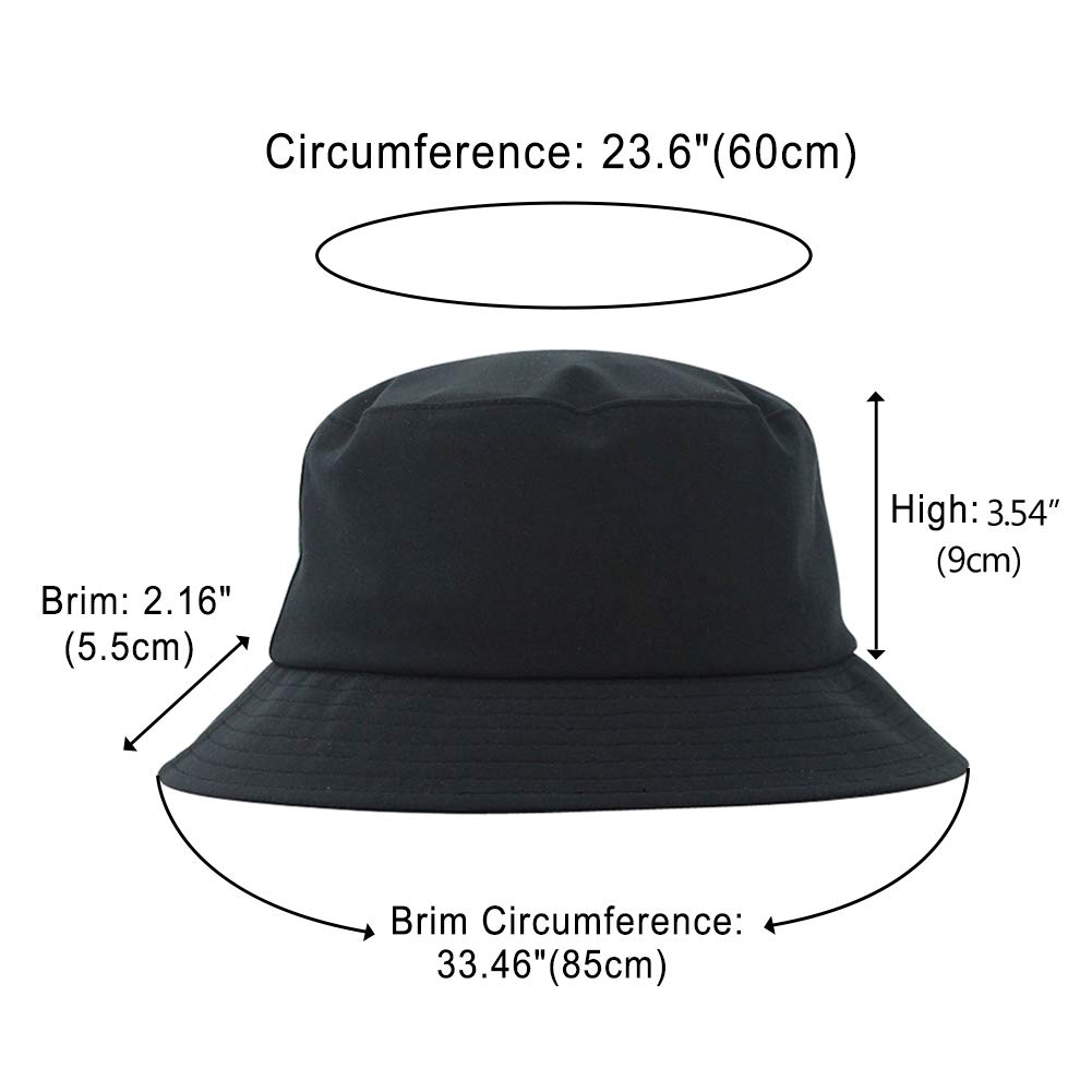 DOCILA Black Bucket Hat for Men Women Waterproof Rain Hats Packable Summer Fishing Golf Sun Caps Quick Dry Fisherman Hats Sombrero