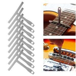 Uiegurit 15 Pieces Guitar Radius Gauge Set Including String Action Ruler, 32 Blades Feeler Gauge, Fingerboard Fret Protector Guards and Grinding Stone for Guitar and Bass Setup