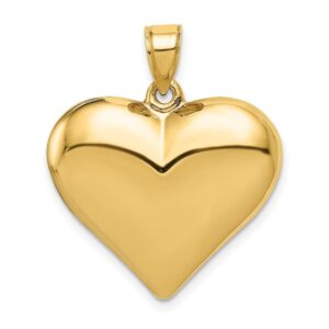 diamond2deal 14k yellow gold puffed heart pendant (l- 25 mm w- 22 mm)