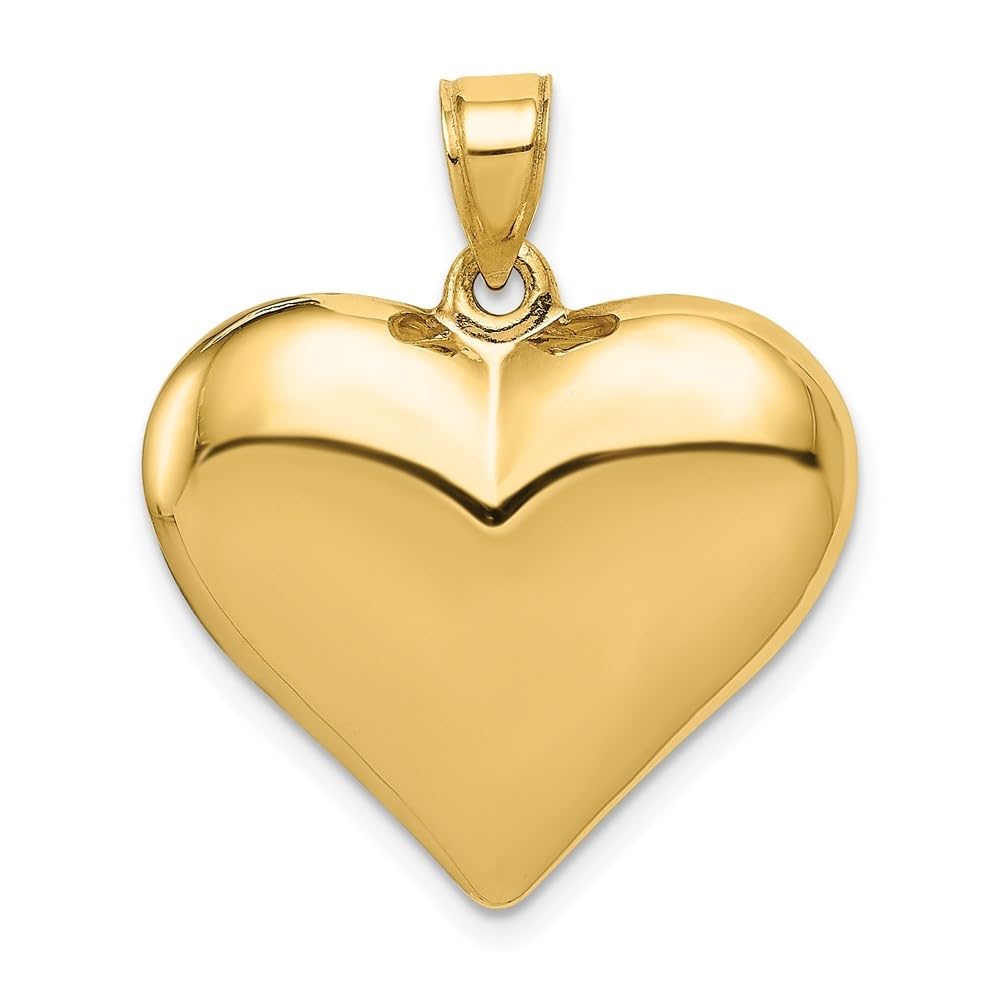 Diamond2Deal 14k Yellow Gold Puffed Heart Pendant (L- 25 mm W- 22 mm)