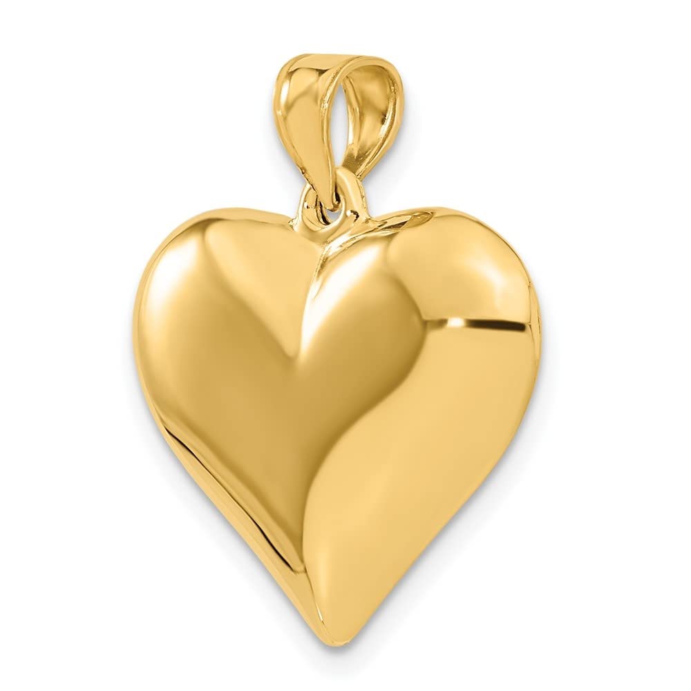 Diamond2Deal 14k Yellow Gold Puffed Heart Pendant (L- 25 mm W- 22 mm)