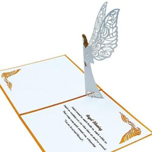 dekali designs guardian angel pop up card - 3d get well card, funeral, bereavement, memorial, christmas with angel blessing/quote