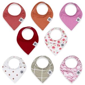 parker baby bandana drool bibs 8 pack baby bibs for girls - "rose set"