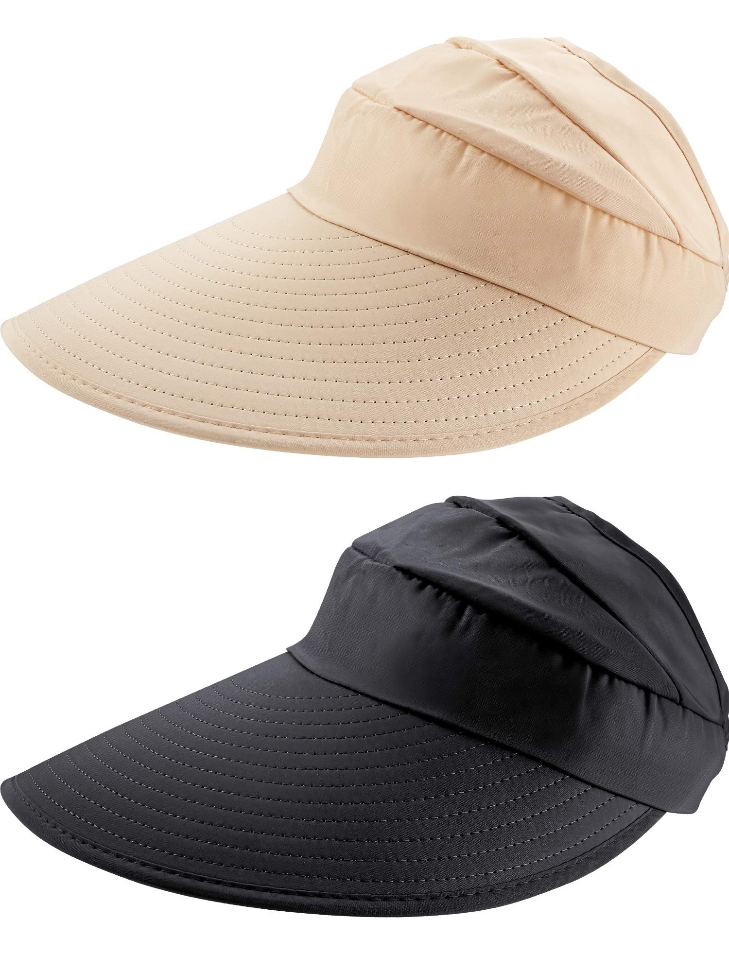 2 Pieces Sun Visor Hats UV Protection Caps Summer Wide Brim Beach Hat for Women Multicoloured